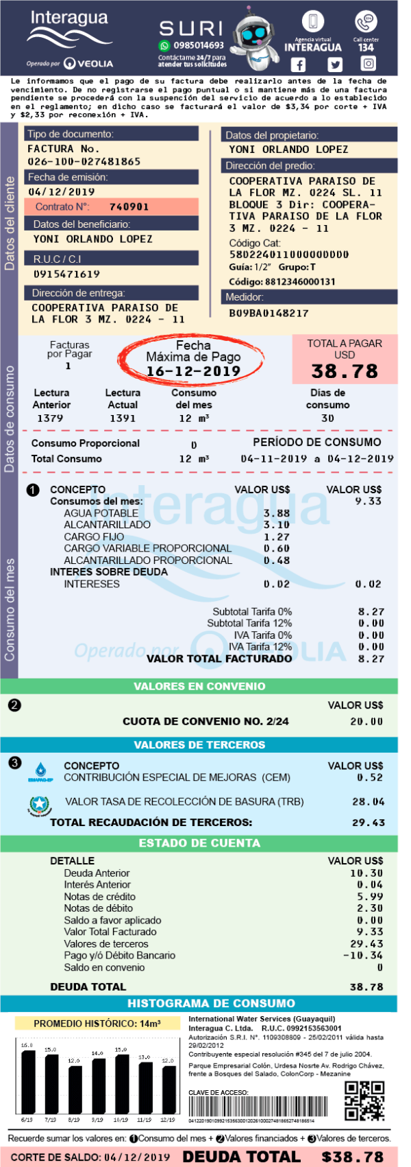 ️ Factura de Interagua - Facturas